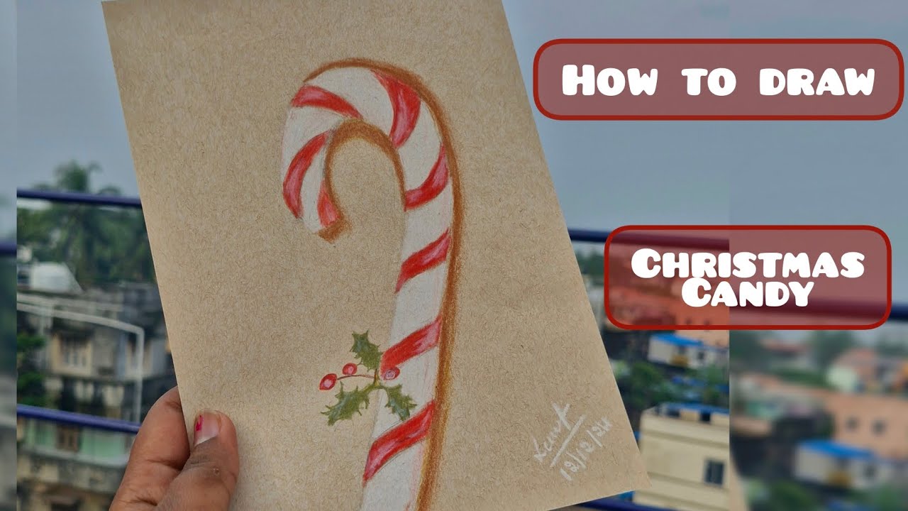 How to draw Christmas drawing 🎄 Christmas candy 🍬 Christmas theme ...