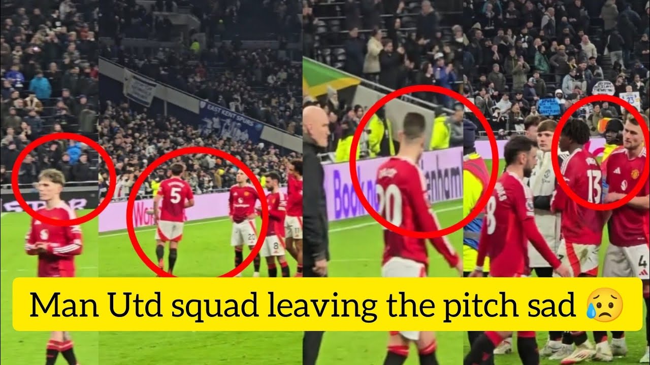 Man United Squad leaving the pitch sad after 1:0 loss to Tottenham/Man ...