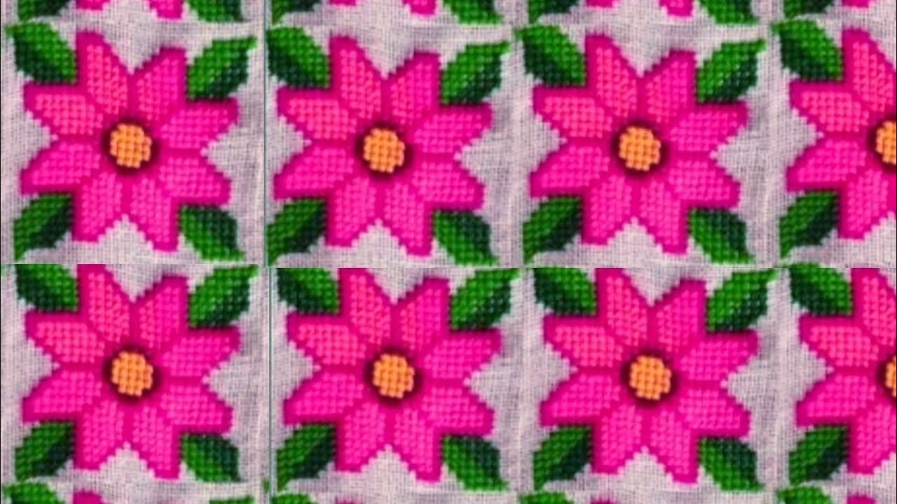 Beautiful cross stitch flower ason tutorial video। sitting mat। ason ...