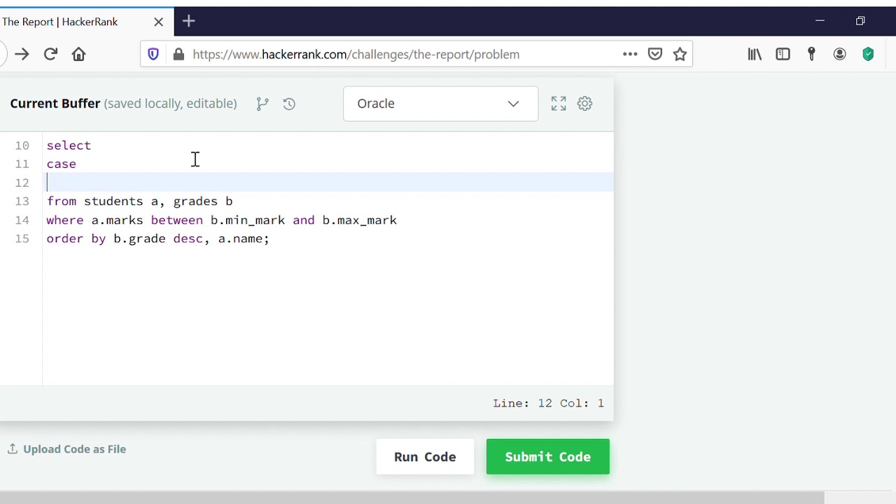 The Report Hackerrank Sql Youtube