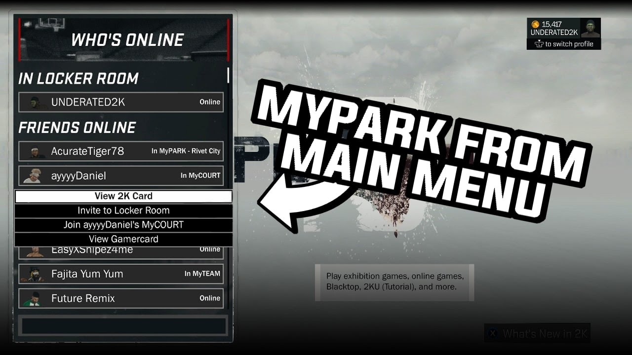 NBA 2K17 MYPARK FROM MAIN MENU TUTORIAL OMG!!| HOW TO JOIN MYPARK FROM ...