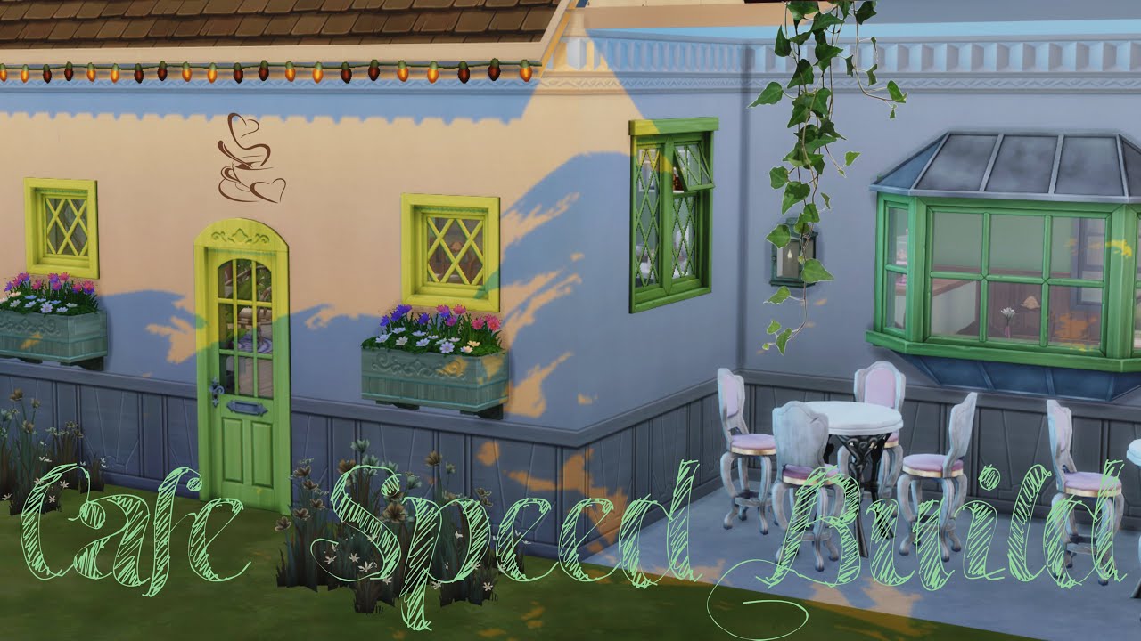 cute cafe sims 4 speed build - YouTube