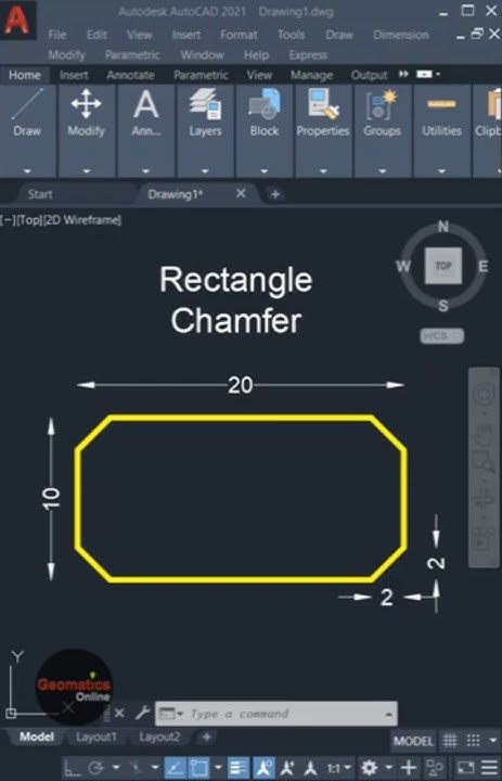 Chamfer Rectangle #autocad - YouTube
