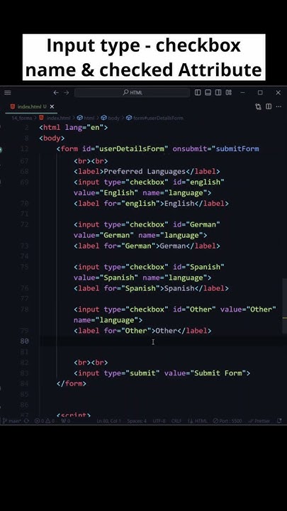 Mastering HTML Input Type Checkbox: Name & Checked Attribute Explained! #htmlform #codewithmayur ...