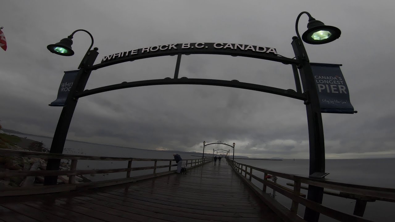 [4K] White Rock Pier Walk On a rainy day - YouTube