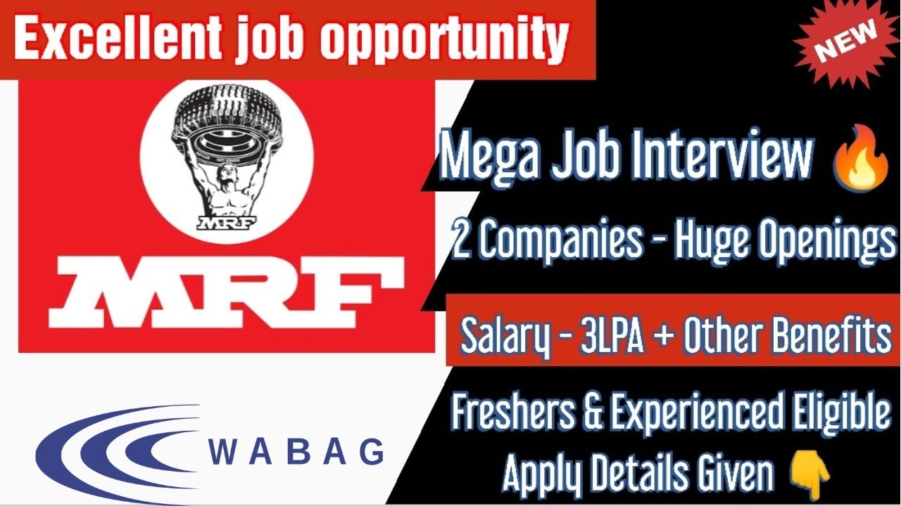 Mega Job Interview🔥 MRF Limited & Wabag House | Bachelor's Degree ...
