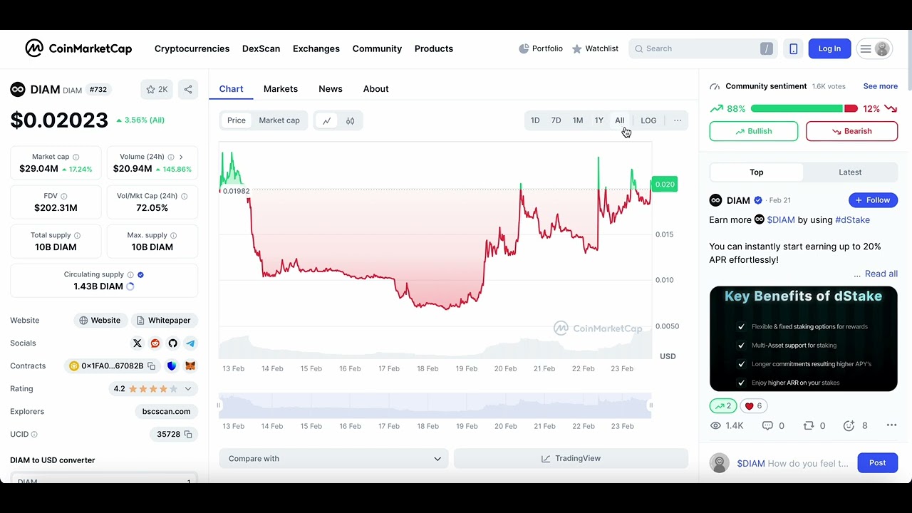 DIAM CRYPTO TOKEN HUGE GAINS - YouTube