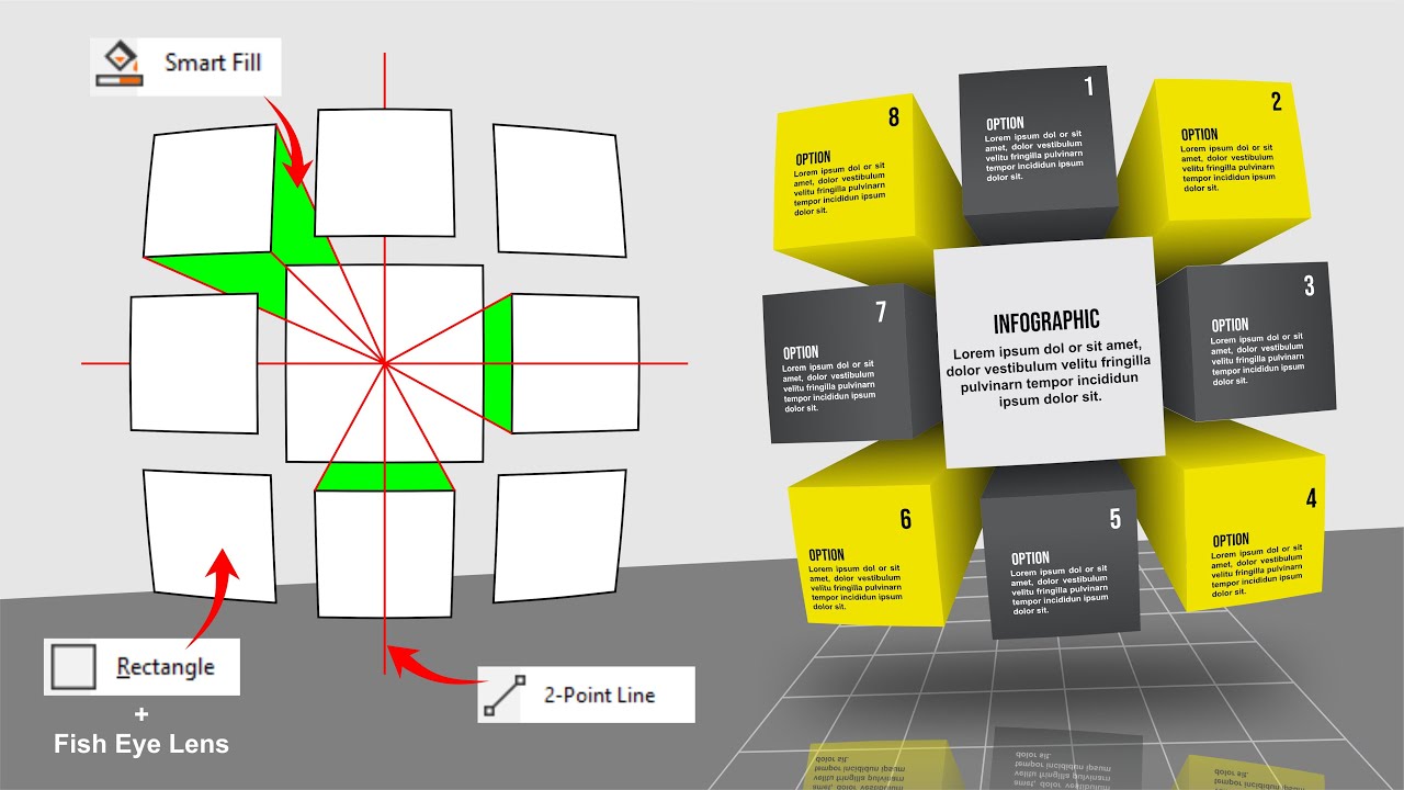Create Modern Infographic Template Design in Coreldraw | Rectangles ...