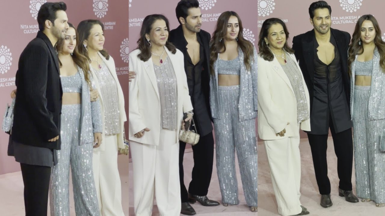 Varun Dhawan With Wife Natasha & Mom At Nita Mukesh Ambani Cultural ...