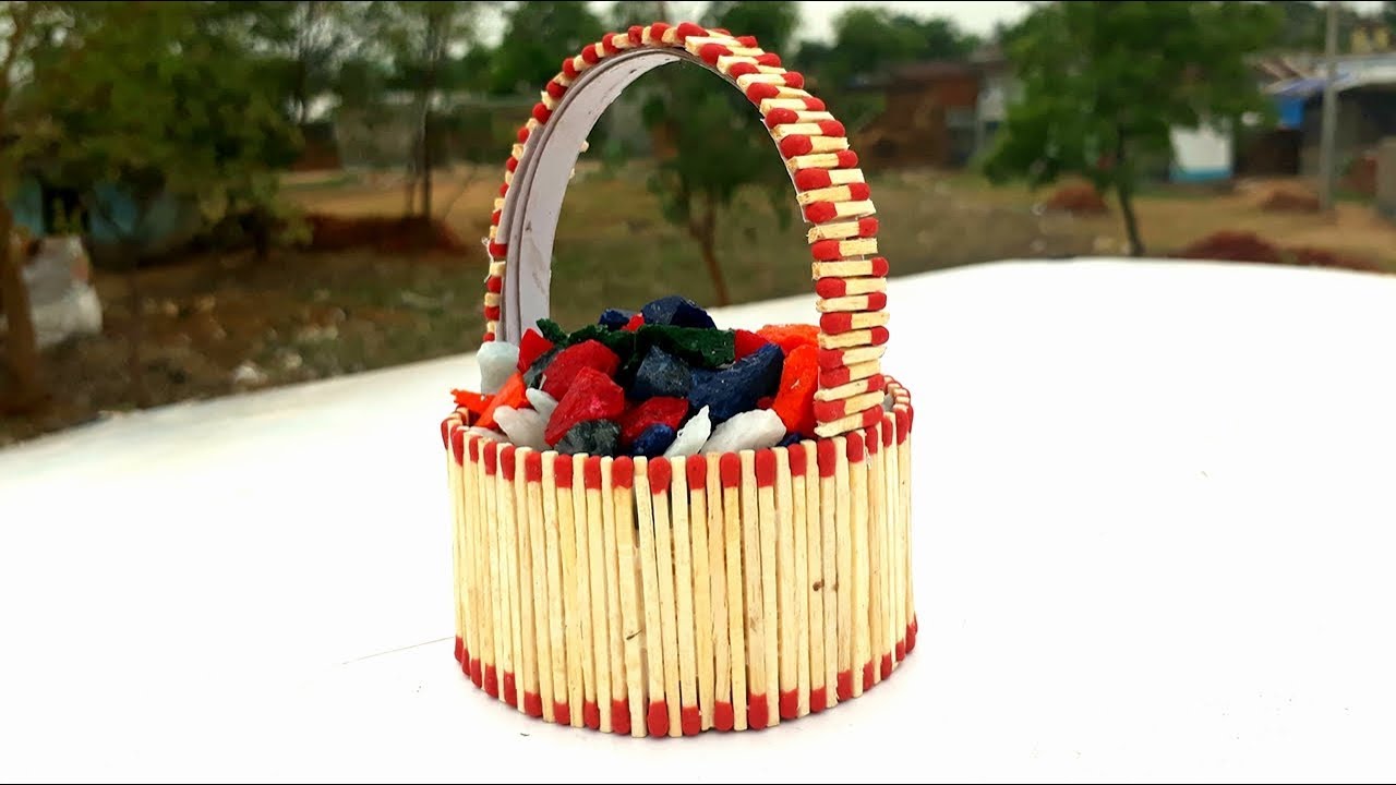 Matchstick art | how to make matchstick basket | how to reuse ...