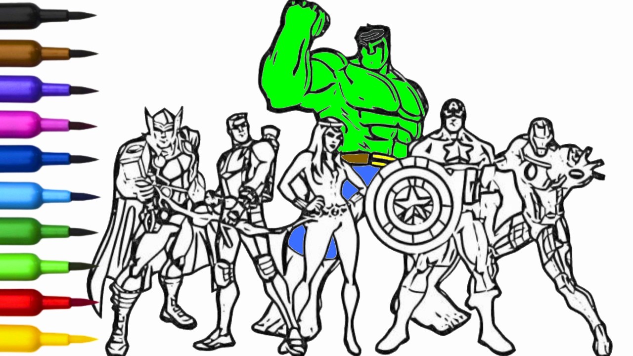 Marvel Avengers Big Coloring | Superheroes Avengers Team Coloring Page ...