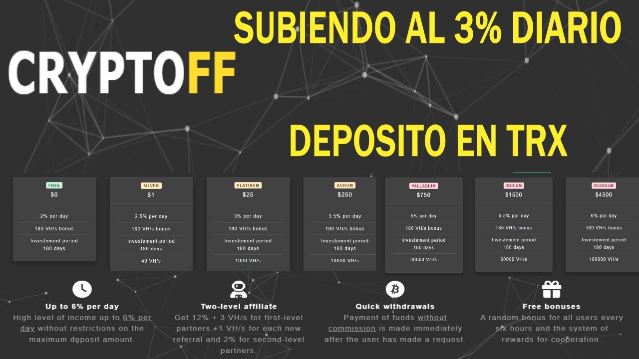 CRYPTOFF 🤑DEPOSITO EN VIVO SUBIENDO AL 3% DIARIO 🤑 COMO GANAR EN ESTA MINERIA - YouTube