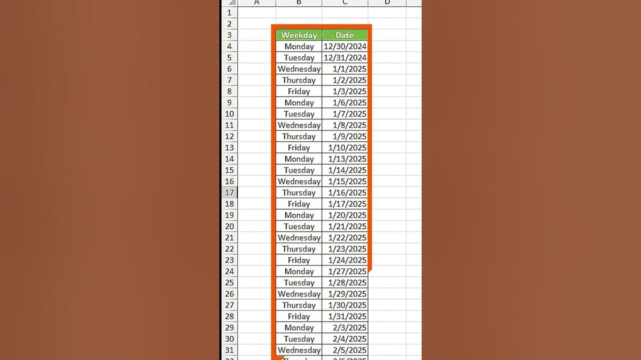 How to Auto-Fill Weekdays in Excel - YouTube