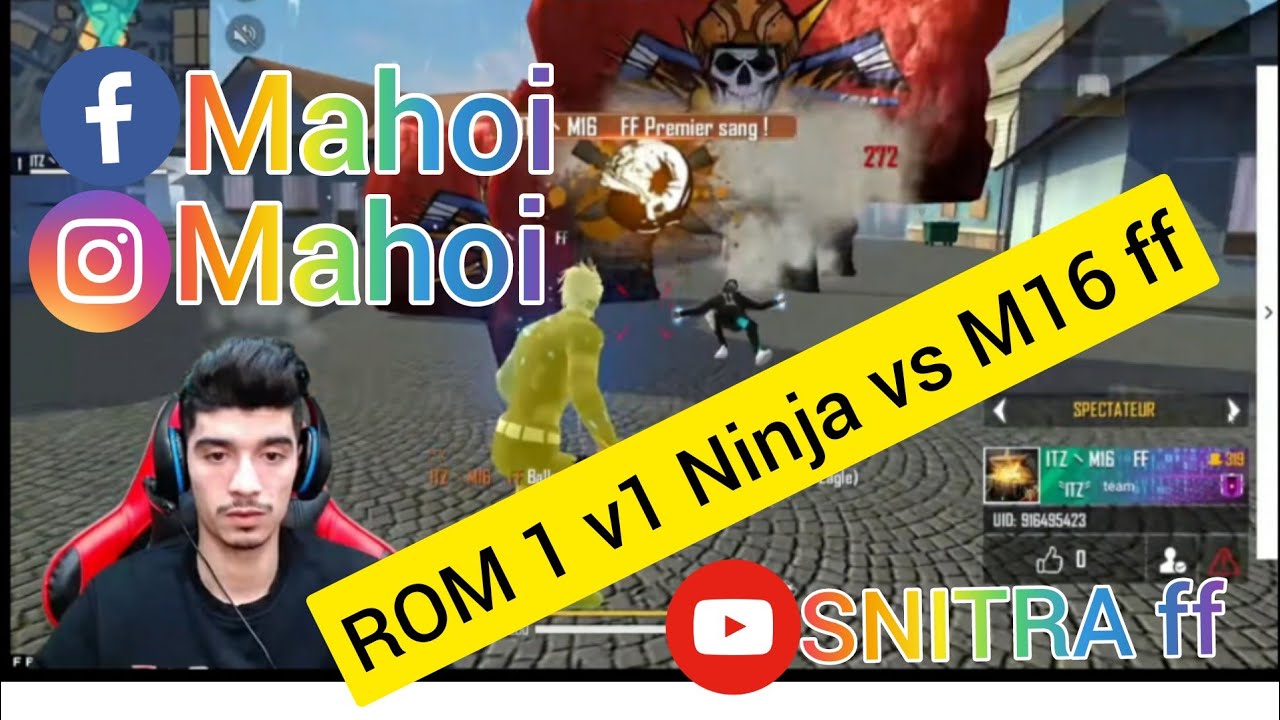 ROM 1 v1 Ninja vs M16 ff😱 - YouTube