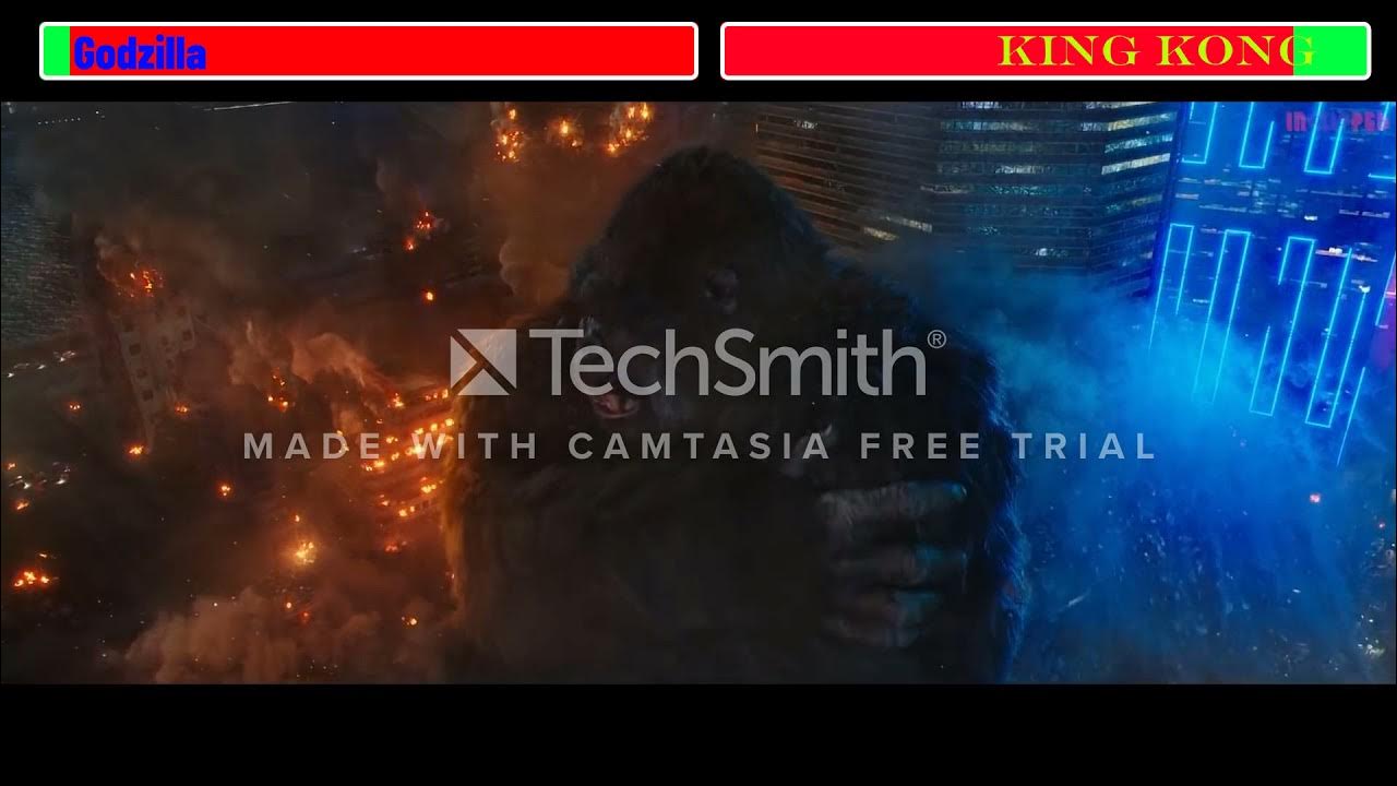 Godzilla vs Kong Hong Kong Battle with Healthbars - YouTube