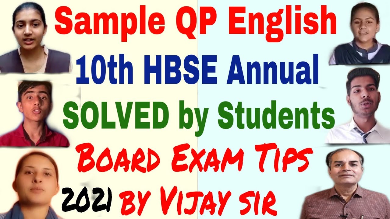 Solved Sample Question paper English class 10 HBSE board by vijay kumar fully solved - YouTube