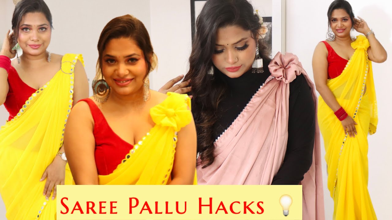 Saree Pallu Hacks | Creative way to pleat pallu | Saree styling ideas ...