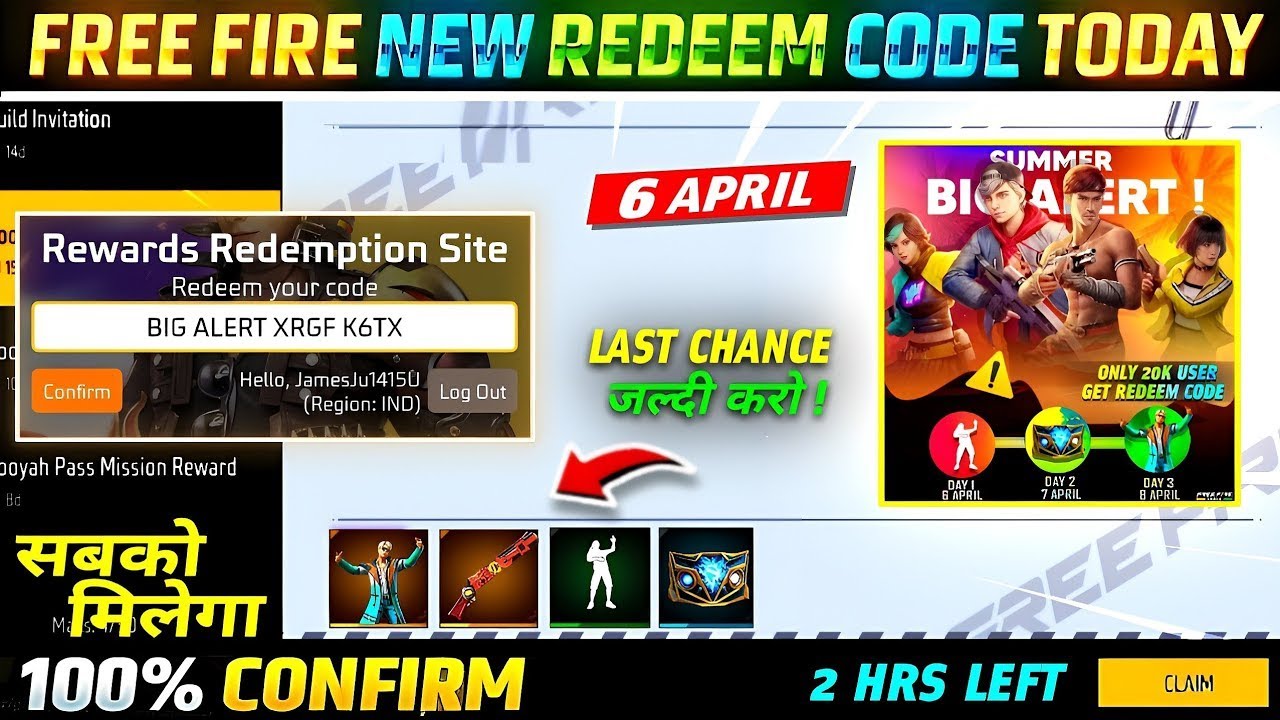 FREE FIRE REDEEM CODE - YouTube