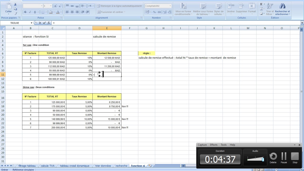Excel 2007 - calcule de remise شرح بالدارجة - YouTube