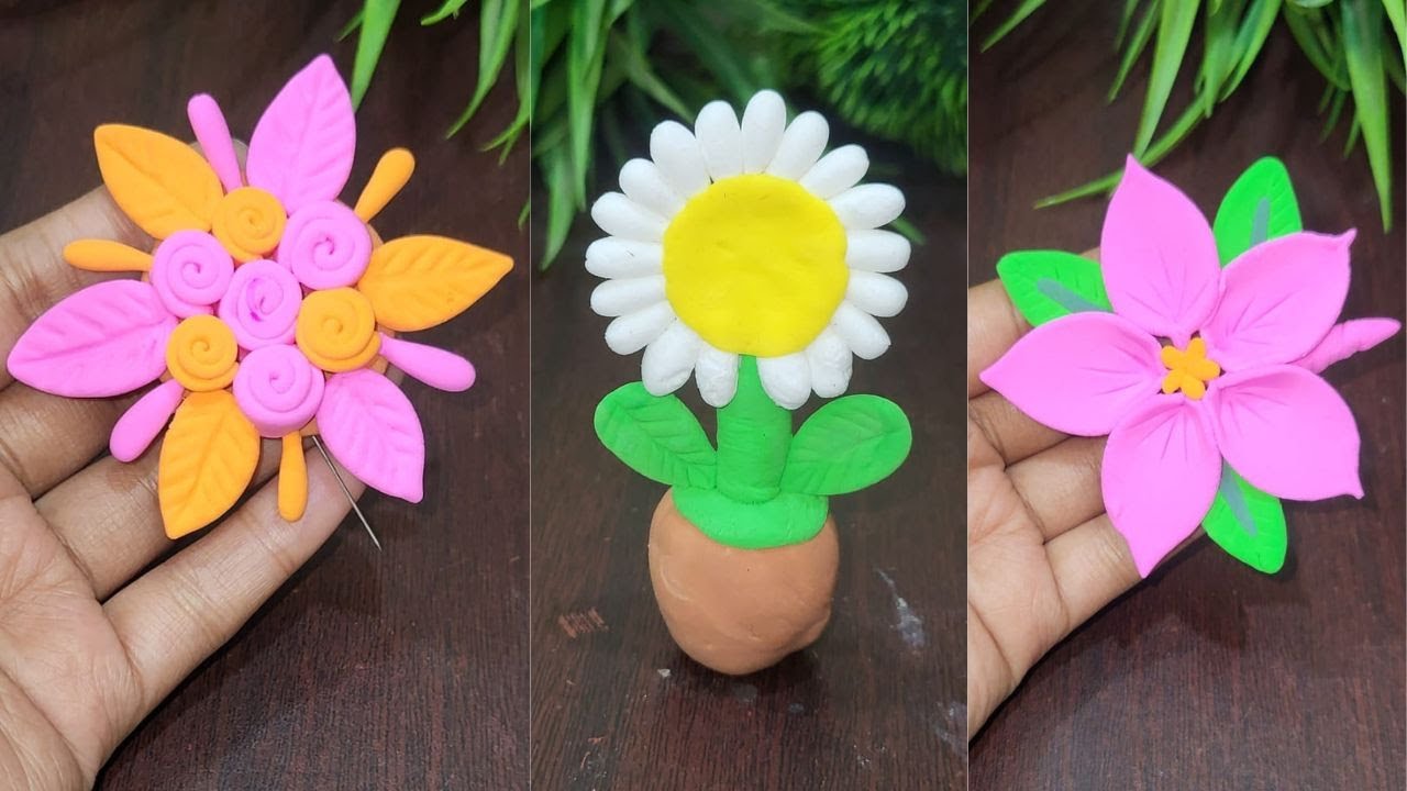 DIY How To Make Polymer Clay Miniature Flowers || Clay Flower Ideas ...
