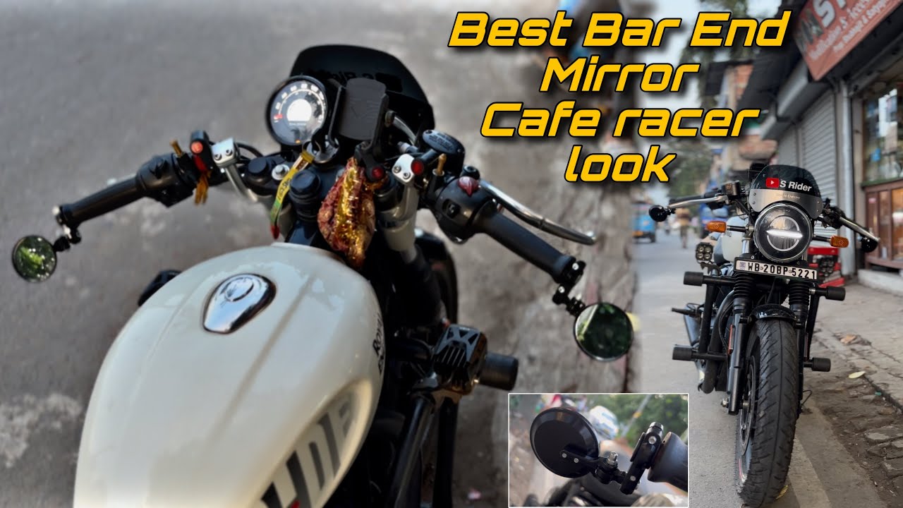 Hunter 350 Best Bar End Mirror installation | cafe racer Look | Hunter ...