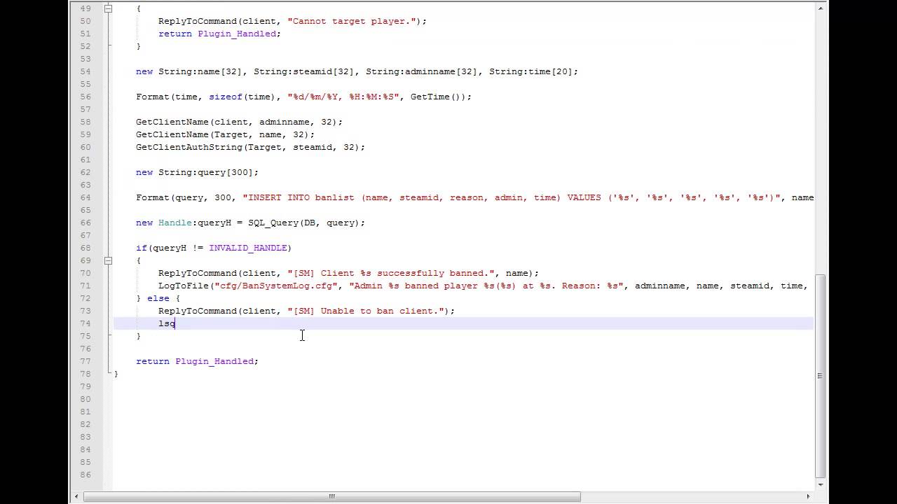 Sourcemod Coding Tutorial 17 Mysql Creating An Online Ban System Part 2 Youtube