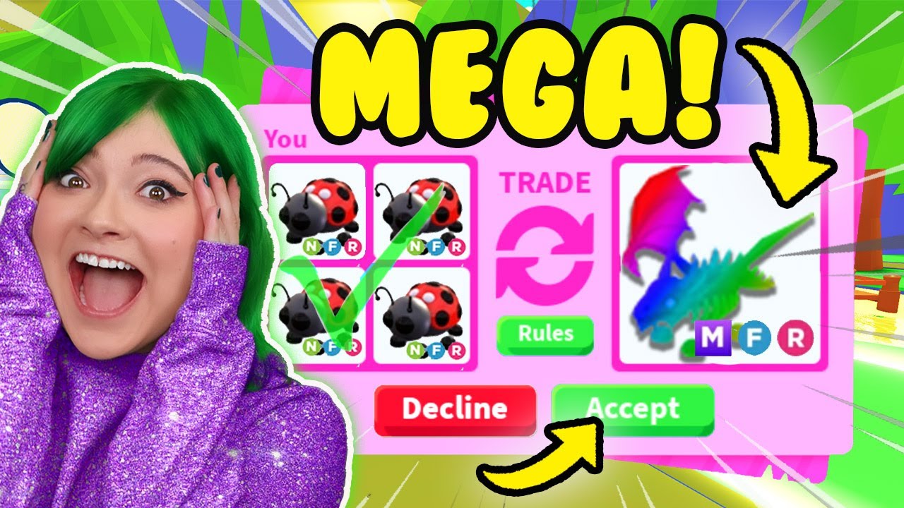 I GOT A *MEGA NEON SHADOW DRAGON* by TRADING *ONLY LADYBUGS* in ADOPT ...