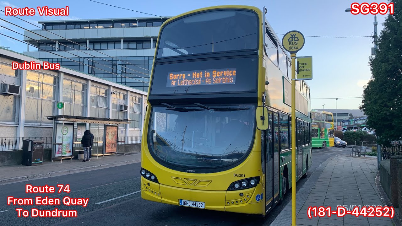 FULL Route Visual | Dublin Bus | Route 74 (From Eden Quay to Dundrum ...