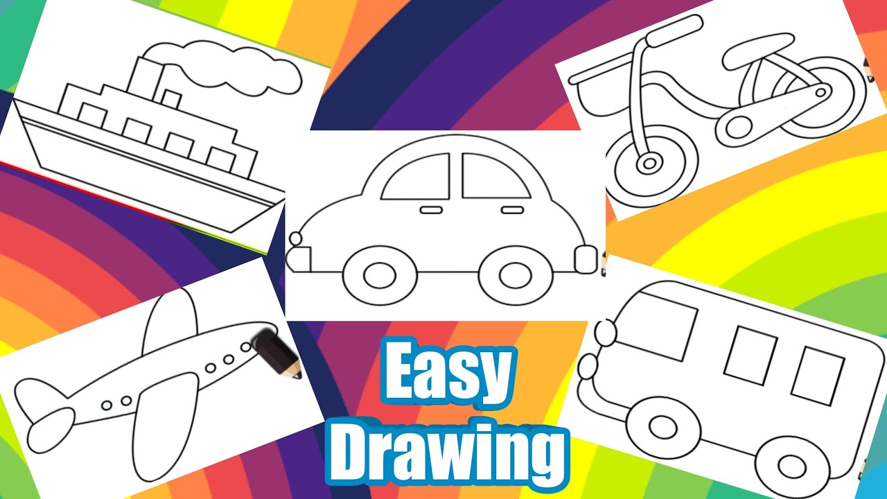 6 Easy Drawings for fun | Vehicles drawings for toddlers | easy drawing ...