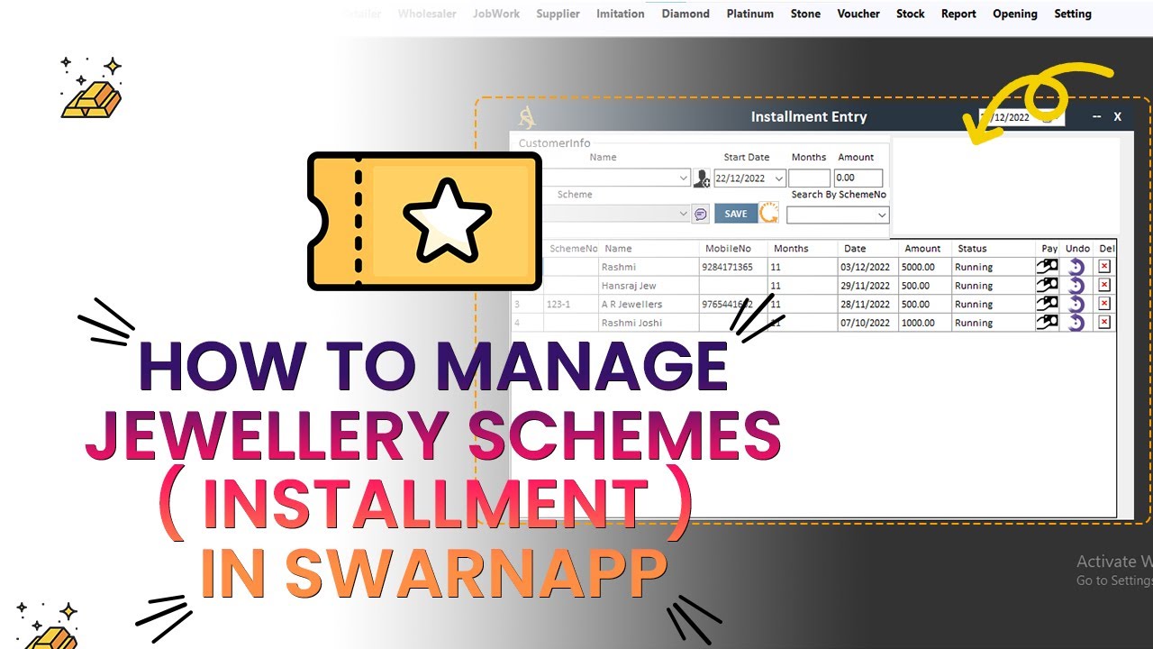 How To Manage Jewellery schemes (Installment) In SwarnApp - YouTube