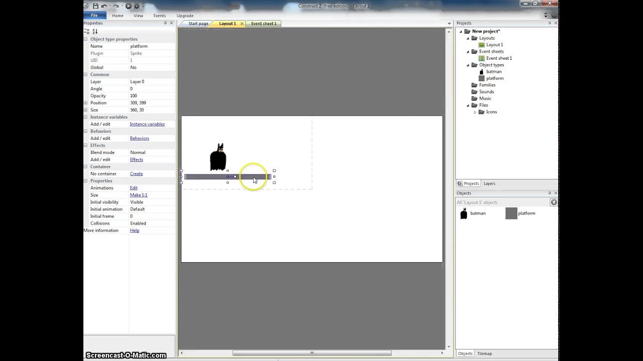 Construct 2 Basic Platformer: Setting up your layout - YouTube