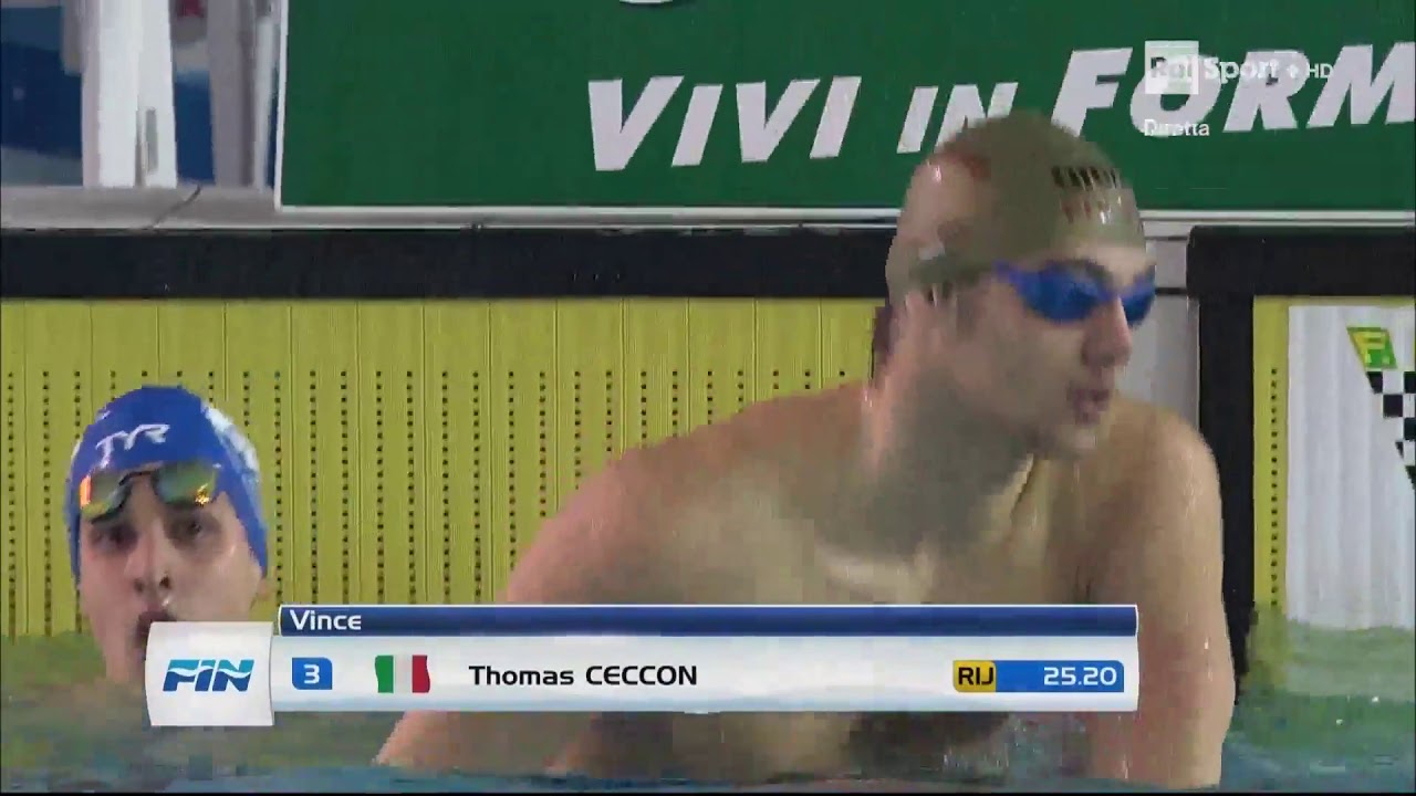 THOMAS CECCON assoluti 2019 50 DORSO 25.20 REC ITA JUN e sedicesimo rec ...