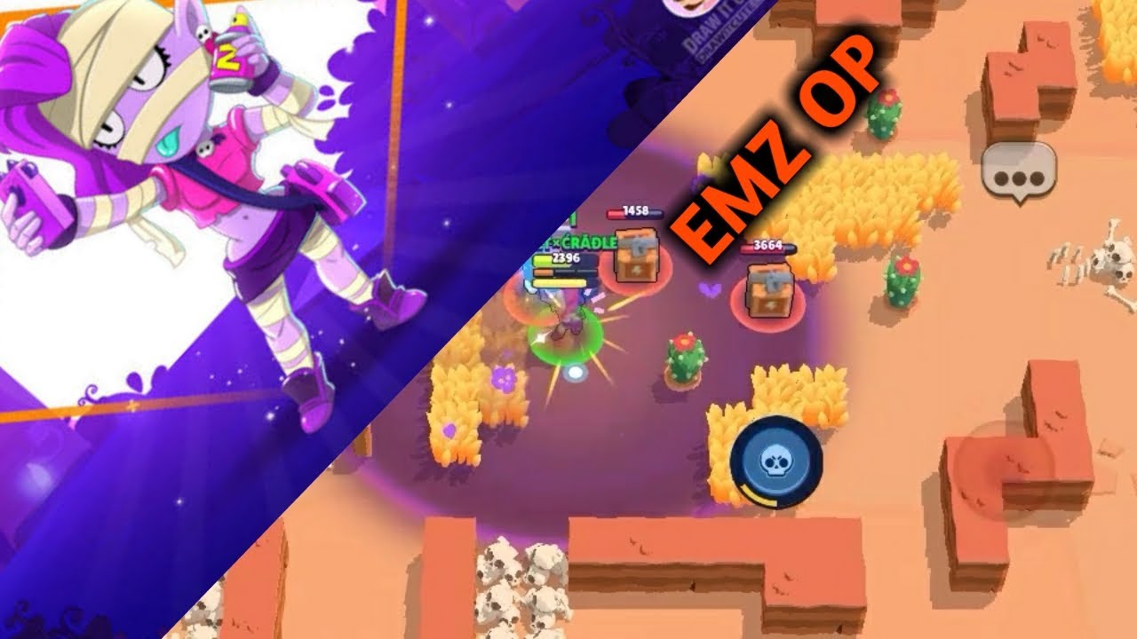 Brawl Stars Funny Gameplay (EMZ Hair Spray Op) - YouTube