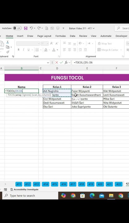 Trik Excel - Fungsi TOCOL #exceltips #exceltricks #excelindonesia #belajarexcel #tutorial - YouTube