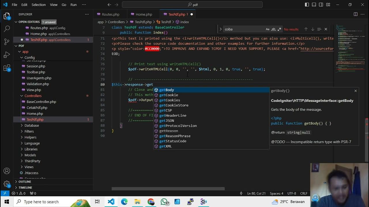 Sesion #2 Membuat Fitur Export PDF Menggunakan TCPDF pada Codeigniter 4 - YouTube