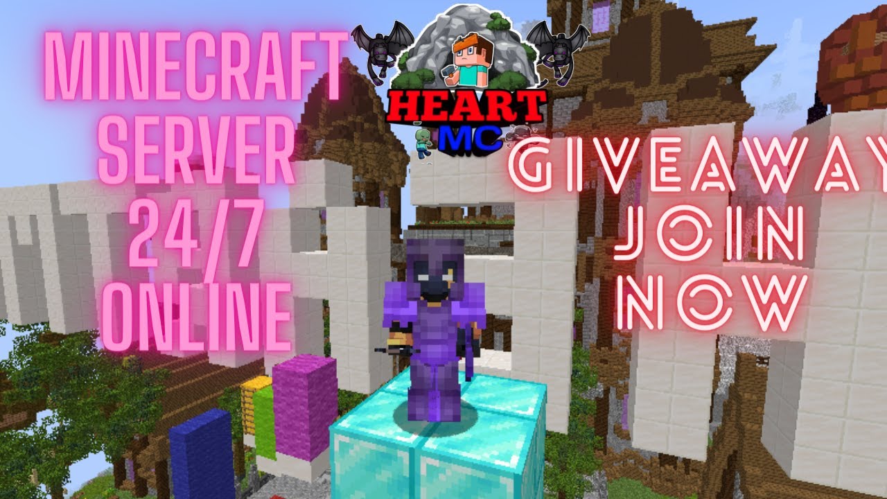24x7 minecraft server | HeartMC | Join fast Giveaway. #minecraft # ...