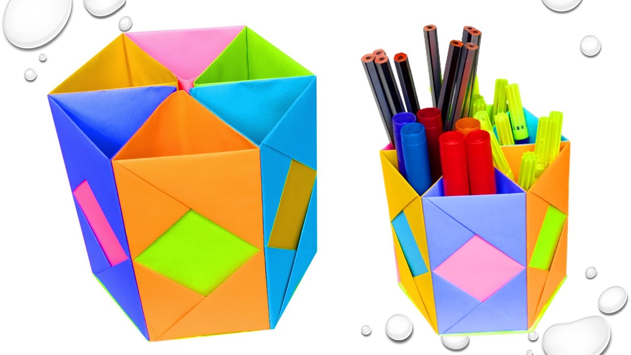 How to Make Origami Hexagonal Pen Stand | Origami Pen Holder ...