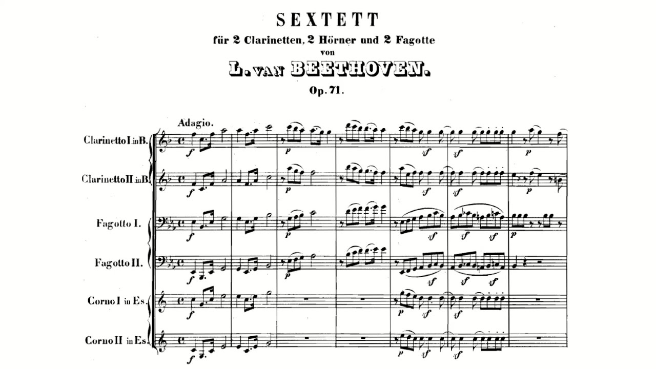 Beethoven: Sextet in E-flat major, Op. 71 (with Score) - YouTube