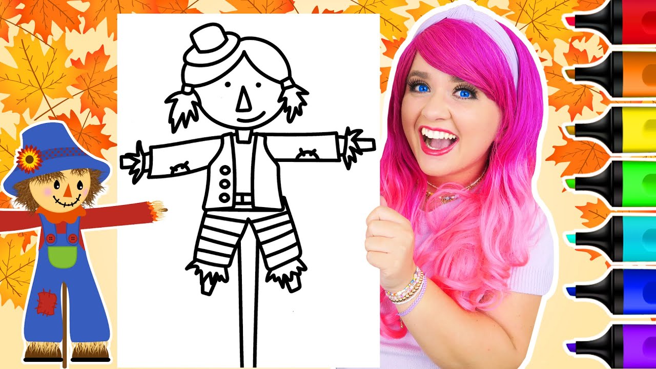 Coloring a Scarecrow Girl 🍂 Coloring Page | Ohuhu Paint Markers - YouTube