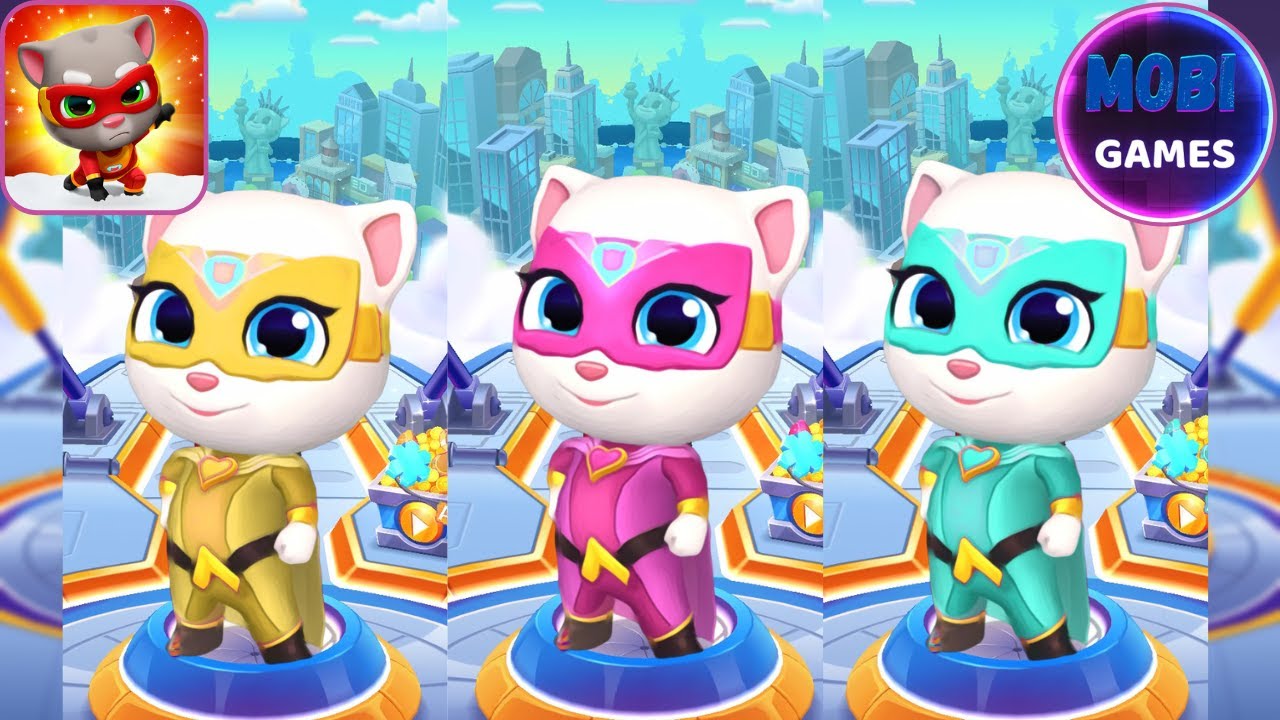 SUPER ANGELA vs YELLOW ANGELA vs TURQOISE ANGELA - Talking Tom Hero ...