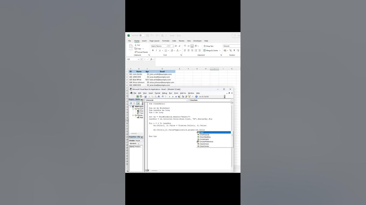 Clean Messy Excel Data Like a Pro! 🧹 VBA Magic in Action 🚀 #ExcelTips #shortsvideo - YouTube