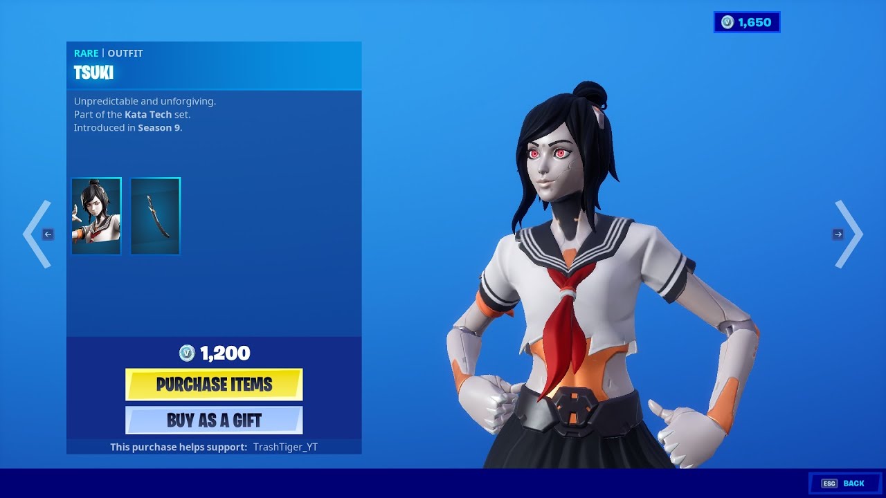 Tsuki skin - Fortnite Item Shop (2019-07-21) - YouTube