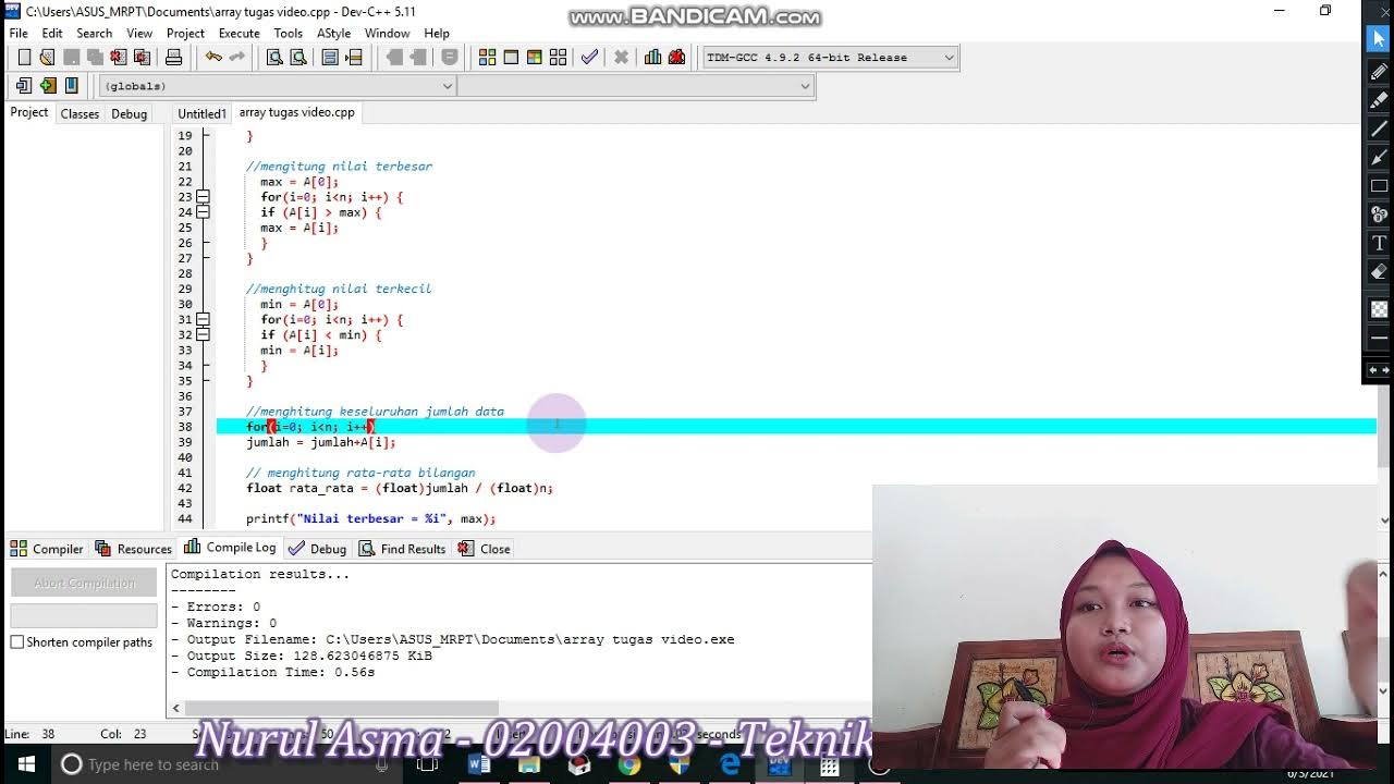 Video tutorial | Program Array 1 Dimensi | Menghitung nilai max, min ...
