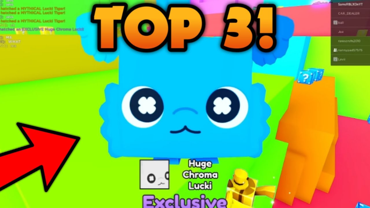 Top 3 YouTubers Hatching HUGE CHROMA LUCKI! 🍀😱 | Pet Simulator X Roblox ...