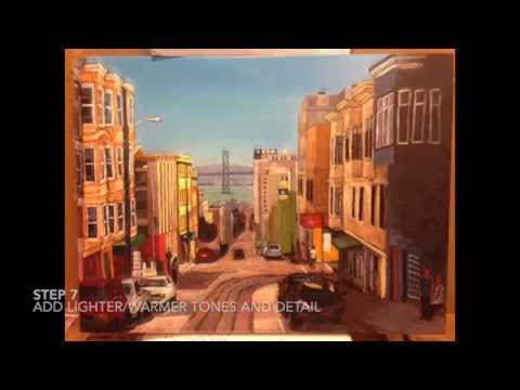 How to paint a cityscape in acrylic - YouTube