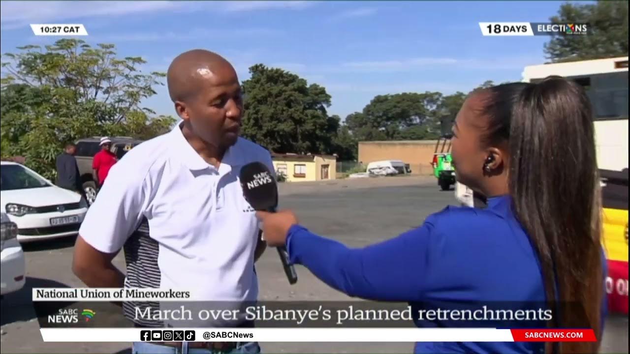 National Union of Mineworkers march over Sibanye's planned retrenchments - YouTube