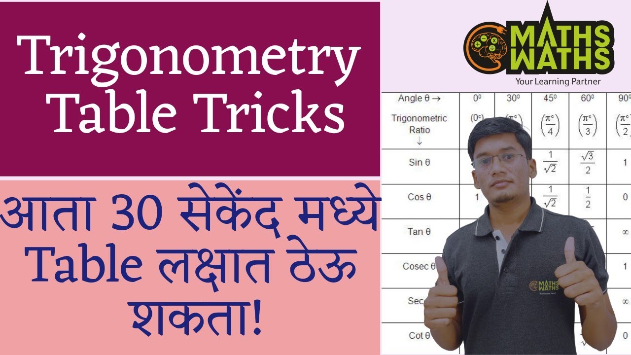 TRIGNOMETRY TABLE | TRICKS TO REMEMBER TRIGNOMETRICS VALUES || Sachin ...