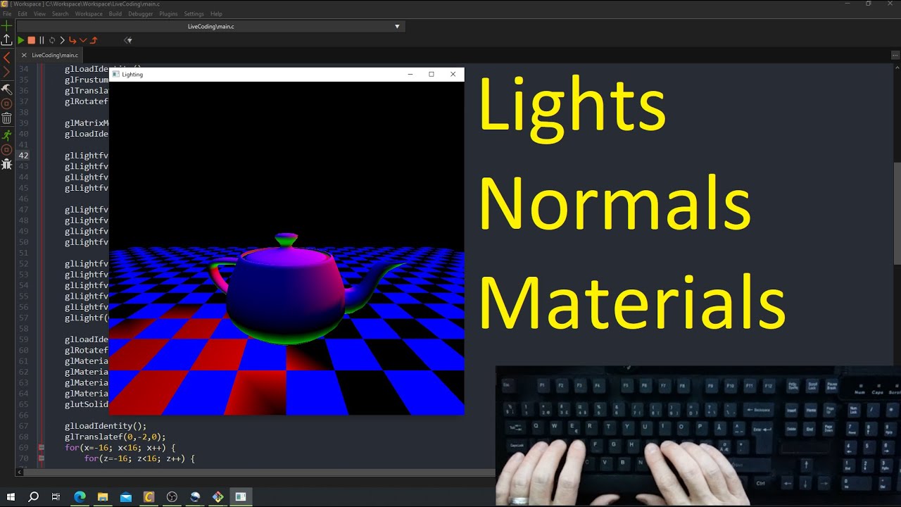 Live coding, introduction to OpenGL 1.2 Lights. In C. - YouTube