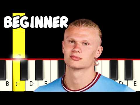 Haaland Song (Ha Ha Ha) - Fast and Slow (Easy) Piano Tutorial (Melody only) - Beginner
