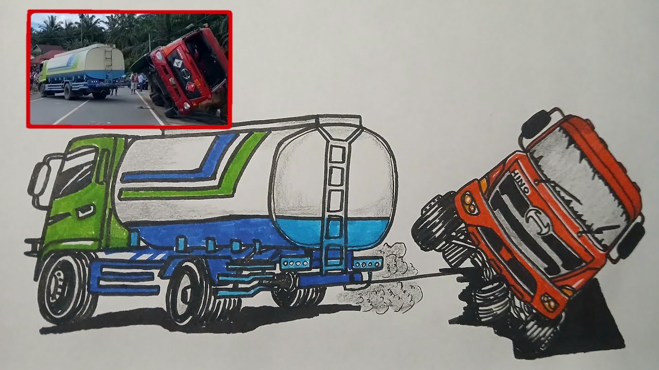 Cara Menggambar TRUK TANGKI Derek TRUK HINO RANGER - Tutorial ...